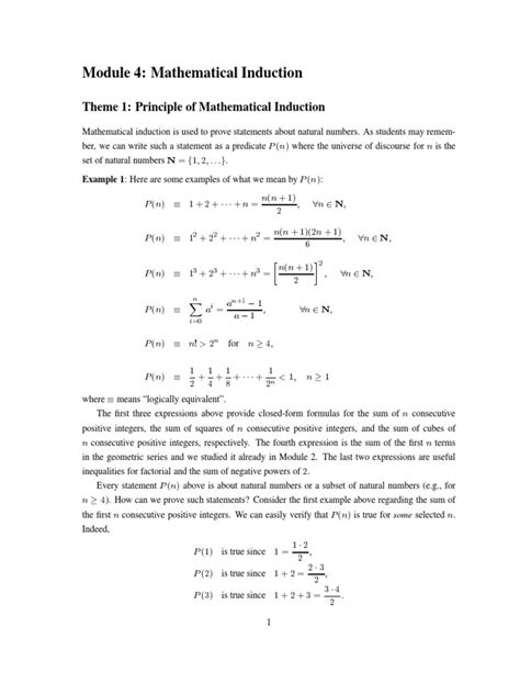 Mathematical Induction Pdf Summation Mathematical Proof