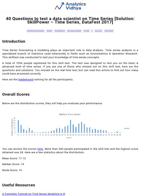 40 Questions On Time Series Solution Skillpower Time Series Datafest