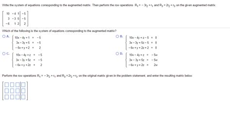 solved write the system of equations corresponding to the