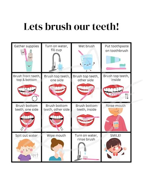 Lets Brush Our Teeth Visual Step By Step Digital Download Etsy