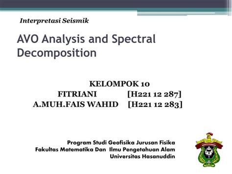 Avo Analysis And Spectral Decomposition Ppt