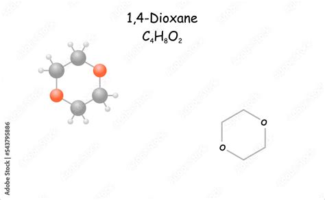 Vetor De Stylized Molecule Model Structural Formula Of 1 4 Dioxane Use As Solvent In Glue And