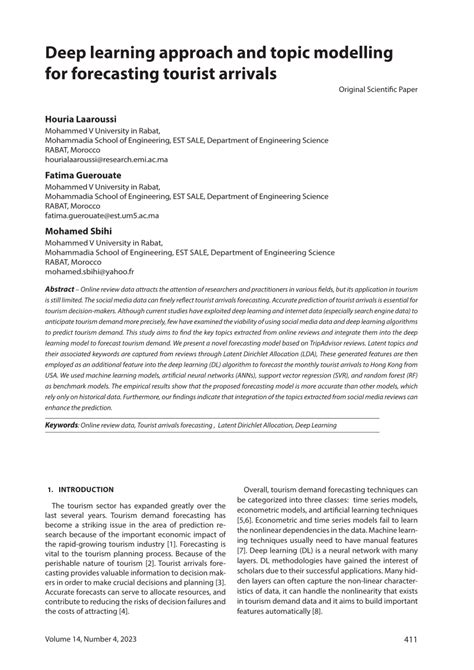Pdf Deep Learning Approach And Topic Modelling For Forecasting Tourist Arrivals