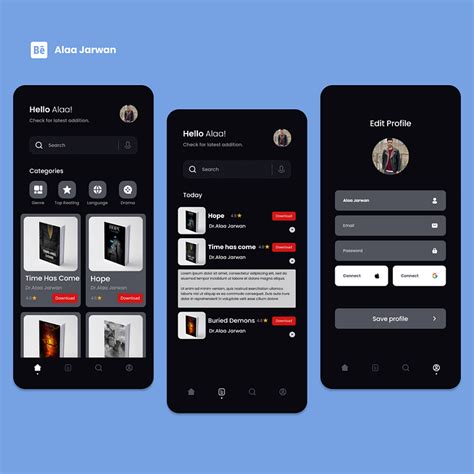 ui design book app downloader by alaa jarwan on dribbble