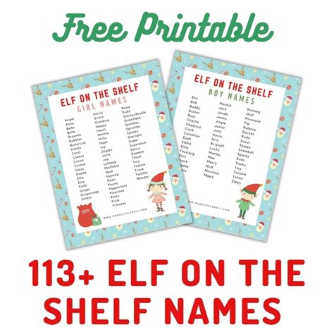 113 Best Elf On The Shelf Names Free Printables Make Life Lovely