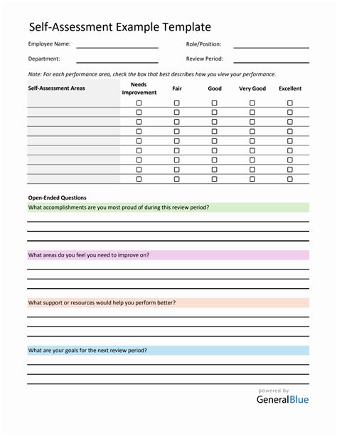 Self Assessment Templates