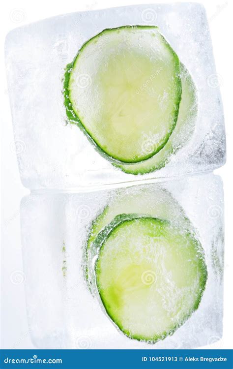 Frozen Cucumber Slices In The Ice Cubes Stock Image Image Of Healthy Health 104521913
