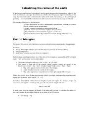 Copy Of Lab Calculating The Radius Of The Earth Docx Calculating The Radius Of The Earth