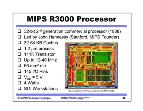 Lecture On Introduction To Vlsi Example Mips Processor Ppt
