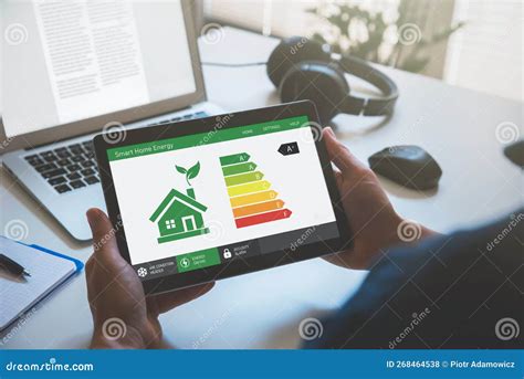 Energy Efficiency Mobile App On Screen Eco House Stock Photo Image Of Graph Assessment
