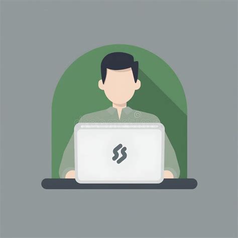 Flat Design Software Developer Icon With Laptop Code Symbol In Gray And