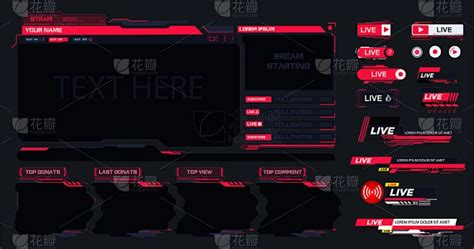 生活流。数字帧技术ui Ux未来hud虚拟界面。游戏流的一组框架，按钮，覆盖光标的设计模板。未来的信素材 花瓣网