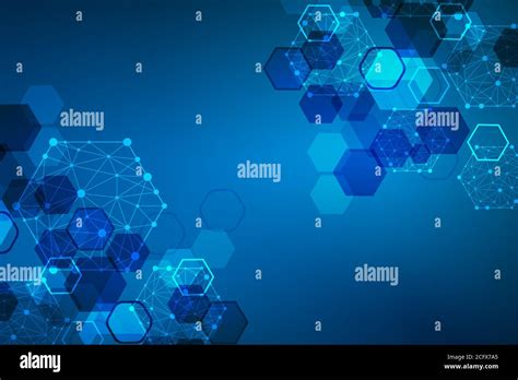 Hexagonal Abstract Background Big Data Visualization Global Network Connection Medical