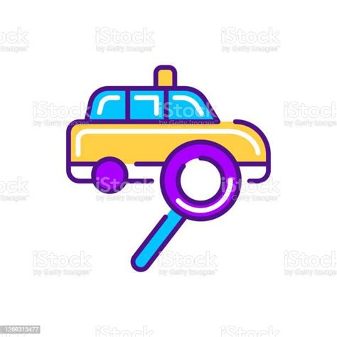 택시 검색 색상 라인 아이콘 온라인 모바일 응용 프로그램 주문 택시 서비스 웹 모바일 앱 프로모션을 위한 픽토그램 Ui Ux