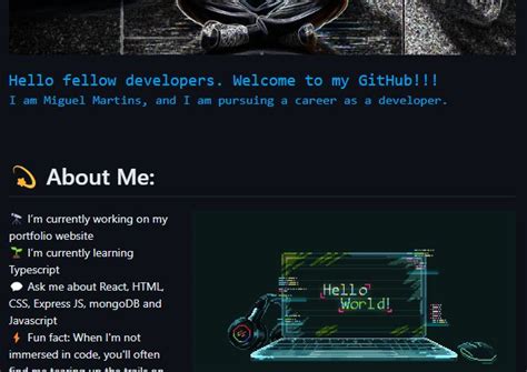 Miguel Martins On Linkedin Just Wrapped Up My Github Profile Readme 📖 Check It Out And Hit That