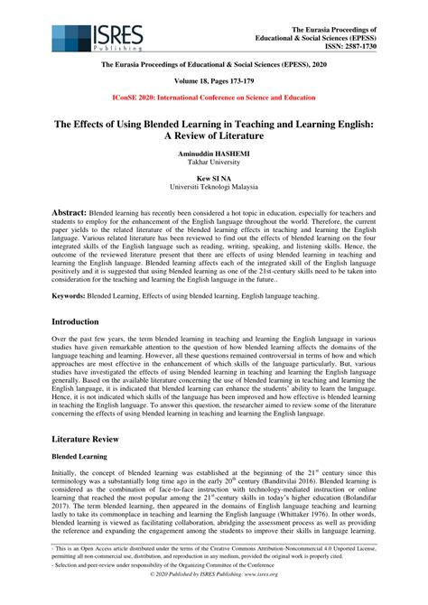 Pdf The Effects Of Using Blended Learning In Teaching And Learning English A Review Of Literature