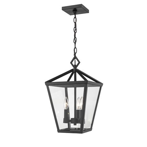Black Outdoor Glass Hanging Lantern Light Arnold