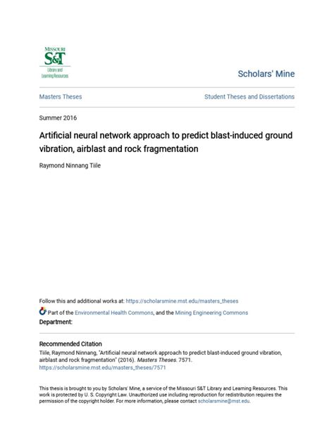 Artificial Neural Network Approach To Predict Blast Induced Groun Pdf Waves Shock Wave
