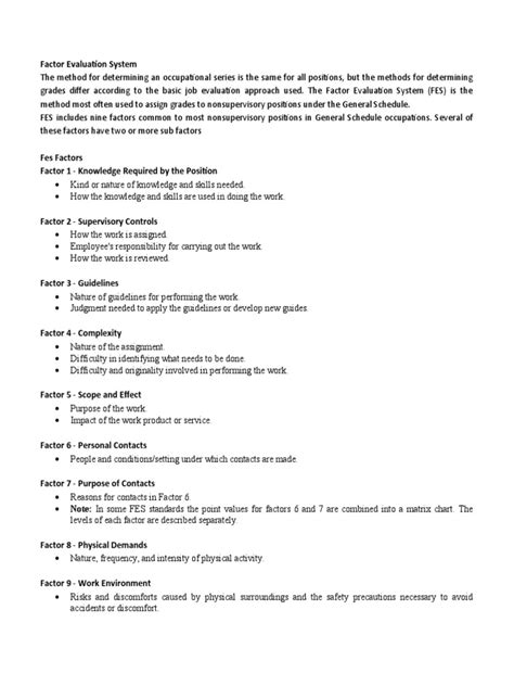 Factor Evaluation System Pdf Evaluation Employment