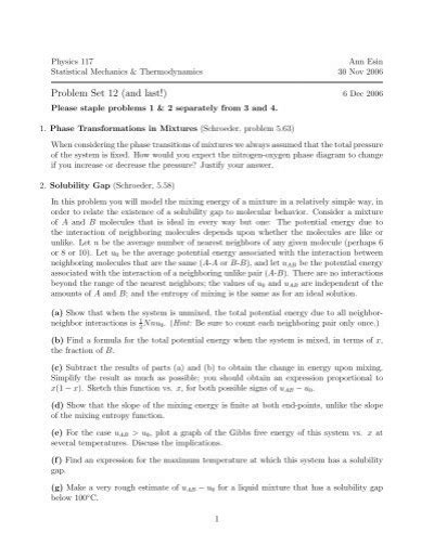 Problem Set And Last HMC Physics