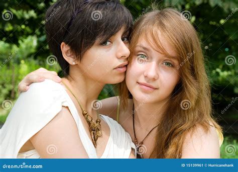 Two Young Girls Outdoors Stock Image Image Of Funny 15139961