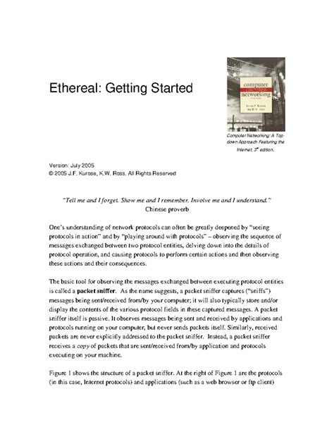 Eth Intro Hbh Ethereal Getting Started Version July 2005 © 2005 J Kurose K Ross All