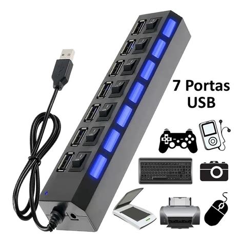 Hub Usb Extensor 7 Portas 2 0 Com Interruptor Lehmox Shopee Brasil