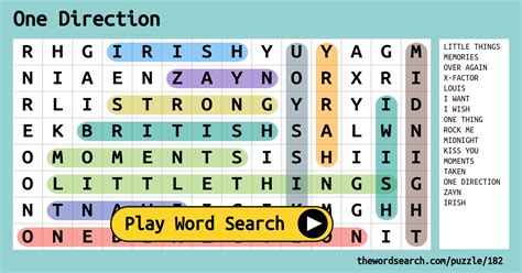 One Direction Word Search
