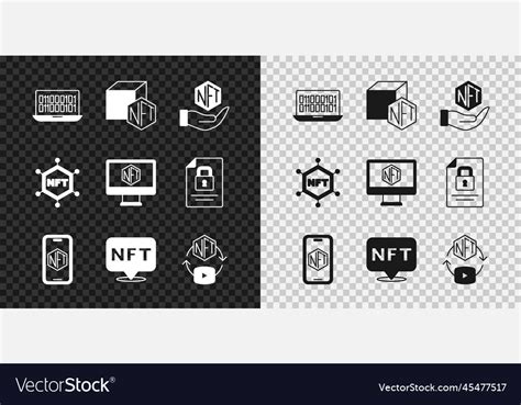set binary code nft digital crypto art mobile vector image
