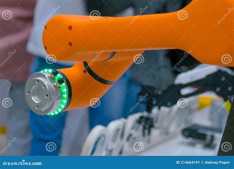 Orange Collaborative Robot Moving At Robotic Exhibition Close Up Stock Image Image Of Fair Orange Collaborative Robot Moving At Robotic Exhibition Close Up Stock Image Image Of Fair