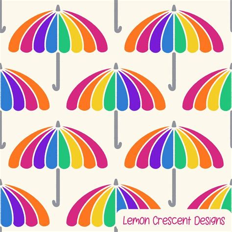 Seamless Umbrella Pattern Colourful Bright Bold Pattern Minimal Spring