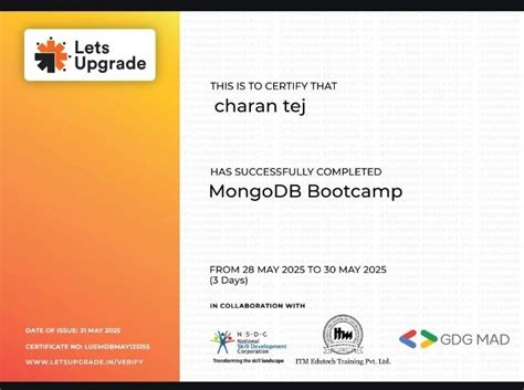 mongodb databasedevelopment letsupgrade nosql charantej bootcamp