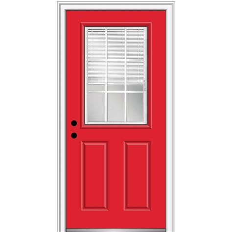 National Door Company Zz24850r Fiberglass Smooth Red Saffron Right Hand In Swing Prehung Entry