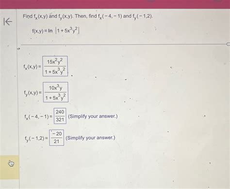 Solved Find Fx X Y ﻿and Fy X Y ﻿then Find Fx 4 1 ﻿and
