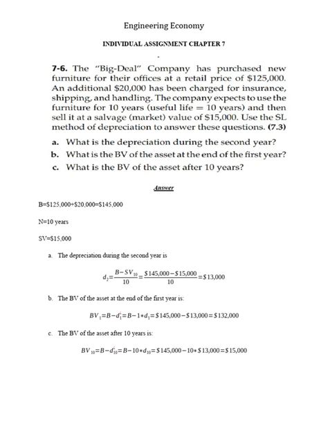 Assigment 4 Chapter 7 Depreciation And Income Taxes Pdf