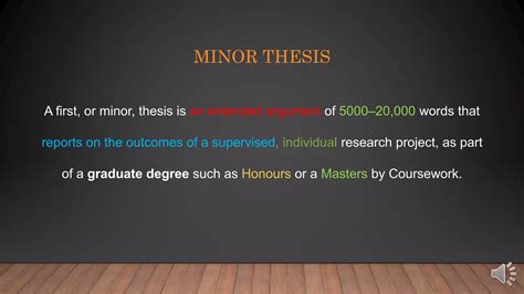 The Concept Of “minor Thesis” Ppt