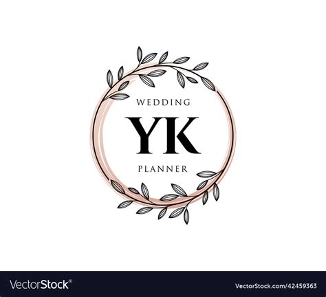 Yk Initials Letter Wedding Monogram Logos Vector Image