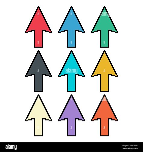 Set Of Arrow Pixel Icon Web Cursor Click Mouse Symbol Computer Pointer Vector Illustration