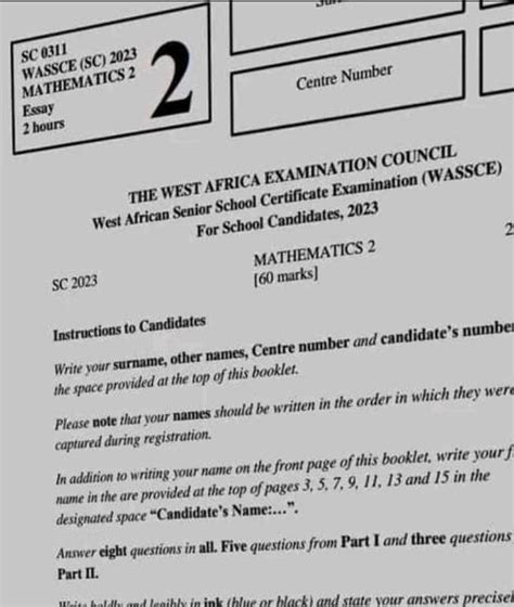 2023 Waec Mathematics Questions And Answers Runslink