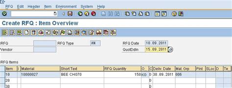 How To Create Rfq Request For Quotation In Sap Mm T Code Me41