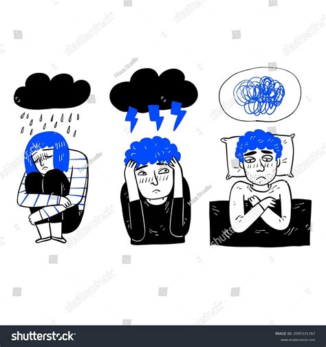 Psychology Set Men Women Psychological Problems Stock Vector Royalty Free