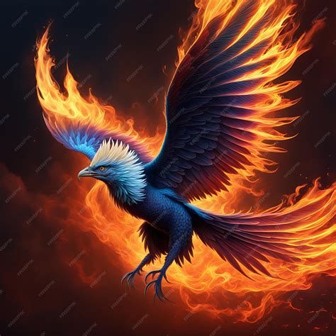 Premium Photo Flying Majestic Pheonix Reborn From Digital Ashes