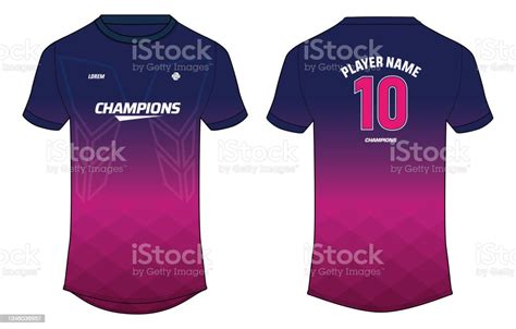 스포츠 저지 티셔츠 디자인 컨셉 벡터 템플릿 론버스 추상 인쇄 라운드 넥 풋볼 저지 컨셉 크리켓 축구 배구 배드민턴 유니폼 앞면과 후면 보기 스포츠 저지에 대한 스톡 벡터