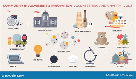 Community Involvement Volunteering And Charity Tiny Person Collection Set Stock Illustration