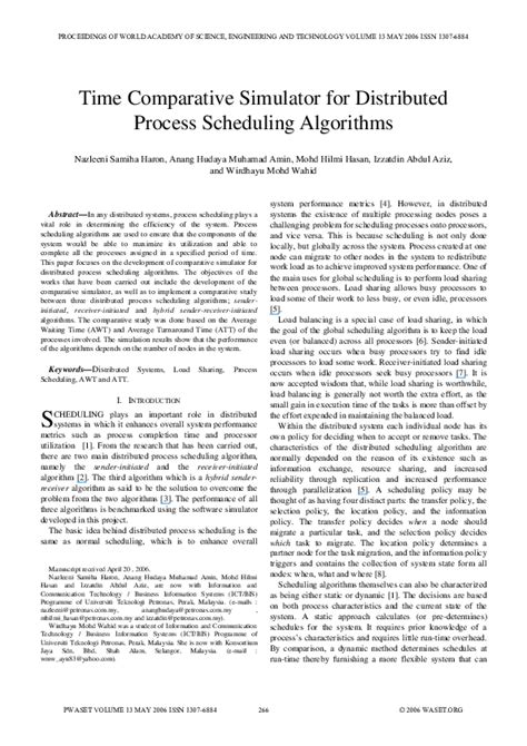Pdf Time Comparative Simulator For Distributed Process Scheduling