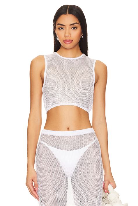 Camila Coelho Anette Sheer Top In White Revolve