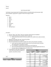 Lab Docx PHY Class Lab Kinematic Graphs Lab Purpose Using Measurements Of Position