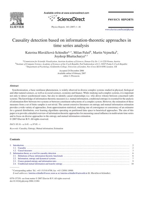 Pdf Causality Detection Based On Information Theoretic Approaches In