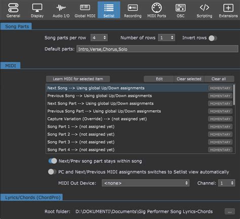 Global Midi Settings And Midi Assignments Are Different General