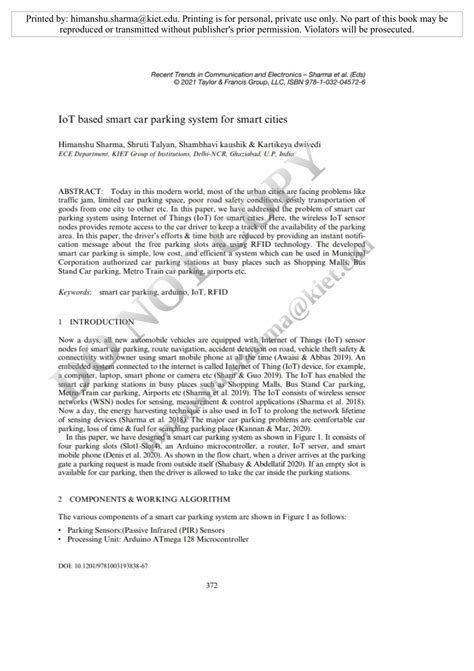 Pdf Iot Based Smart Car Parking System For Smart Cities 1 3